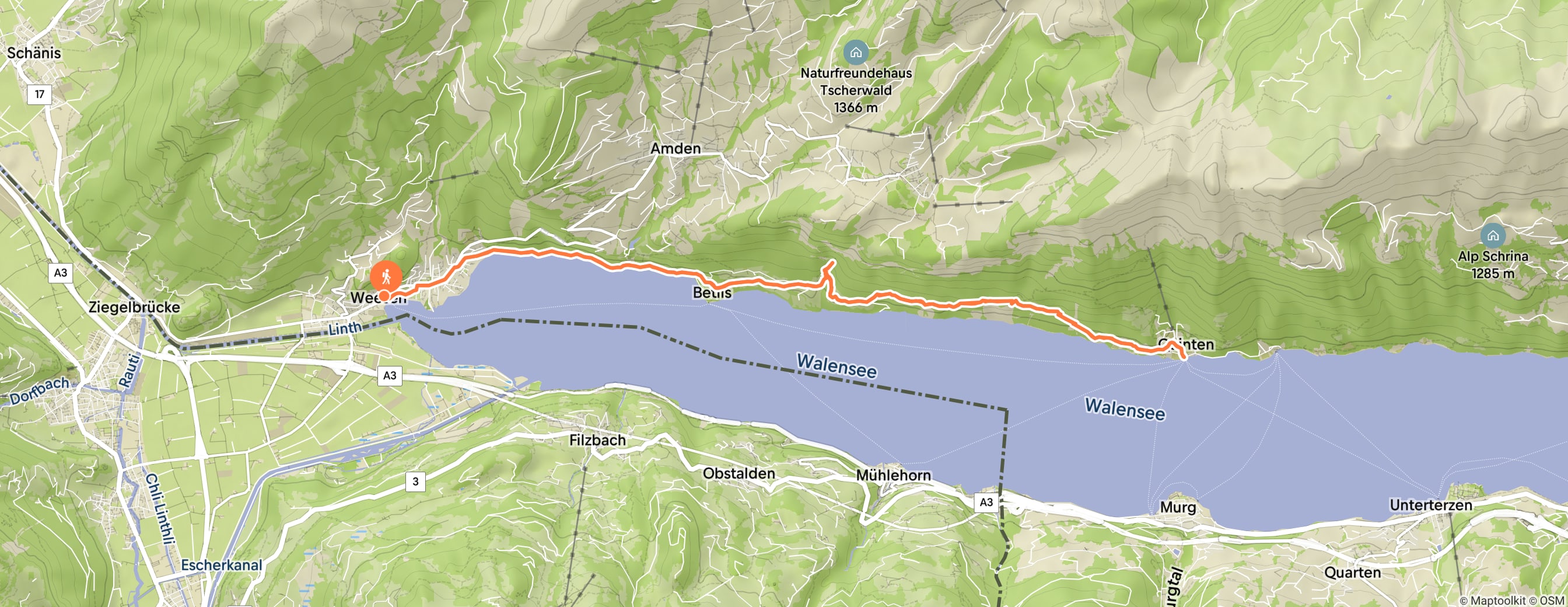 Wandern: Riviera Walensee: Weesen - Quinten - 3:45 h - 10 km - Bergwelten
