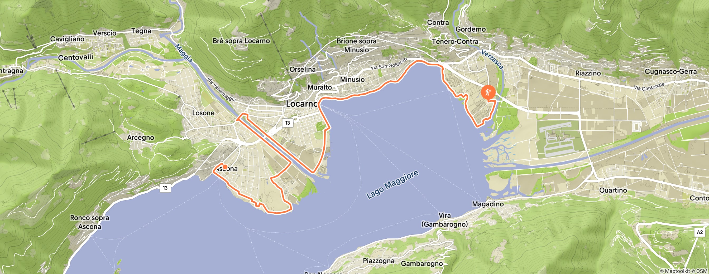 Winterwandern: Winterwanderung dem See entlang von Tenero nach Ascona ...