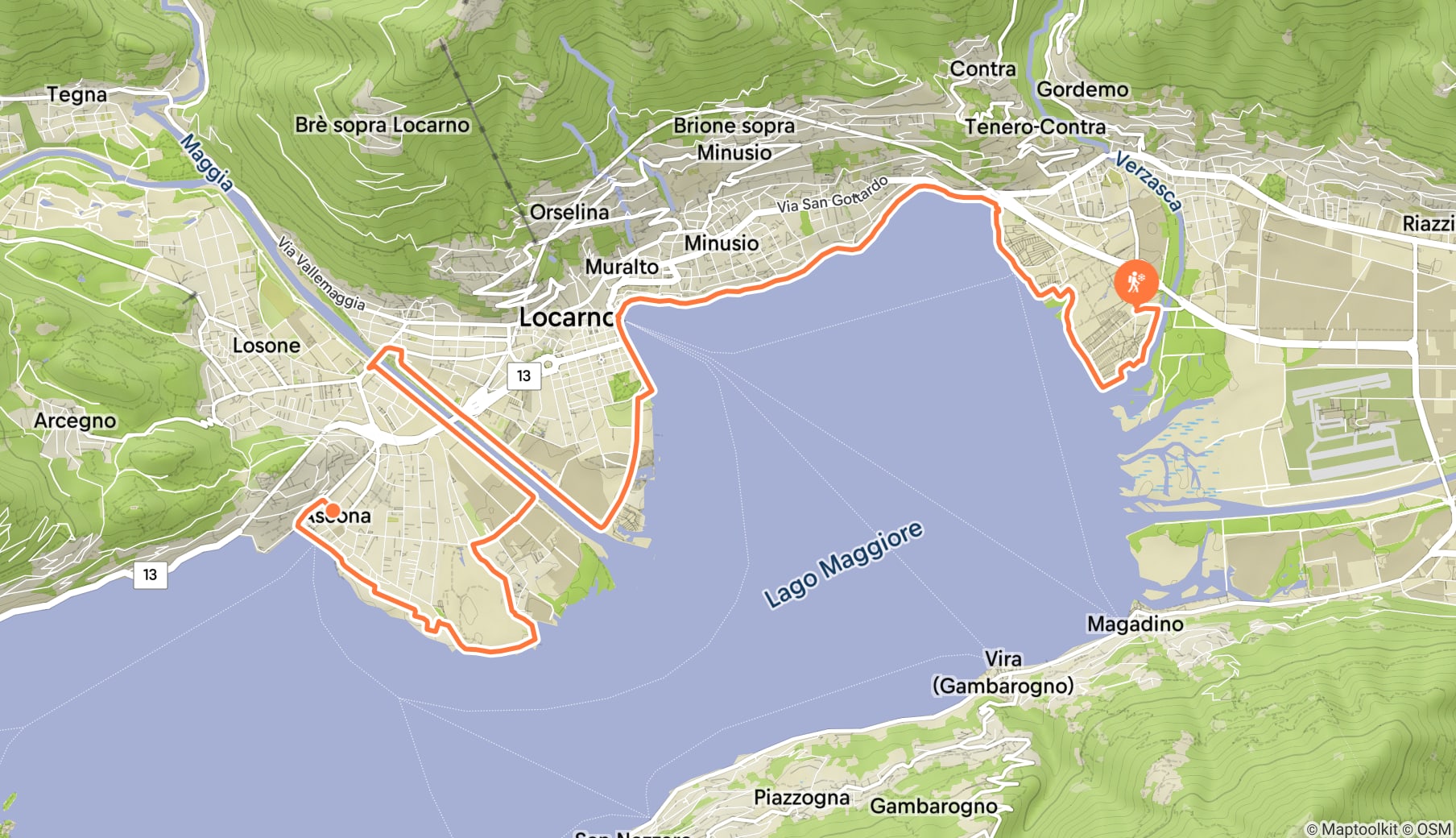 Winterwandern: Winterwanderung dem See entlang von Tenero nach Ascona ...