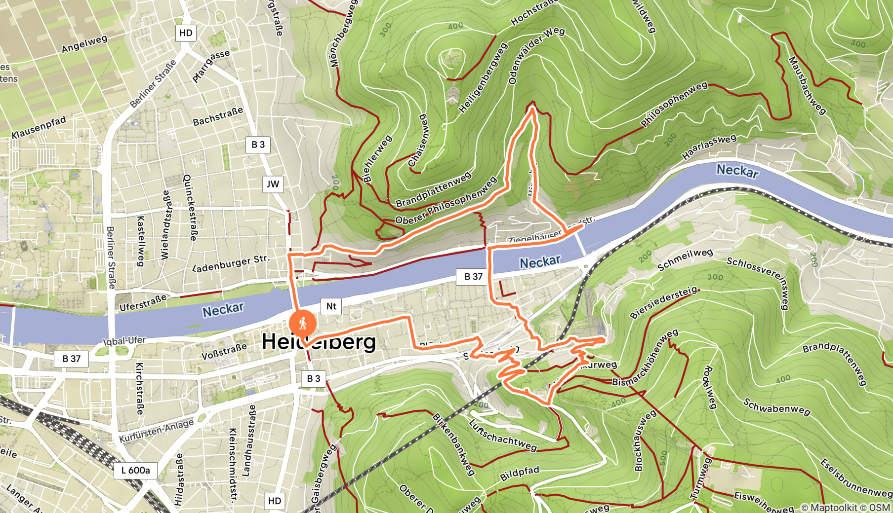 Wandern: Vom Philosophenweg zum Schloss Heidelberg - 3:00 h - 9 km ...